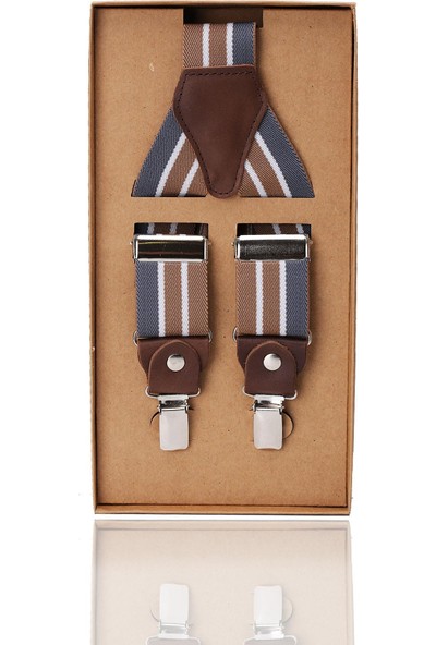 Kravatkolik Gri - Bej Renk Deri Bağlantılı Erkek Pantolon Askısı PAN37 Kravatkolik Gri - Bej Renk Deri Bağlantılı Erkek Pantolon Askısı PAN37