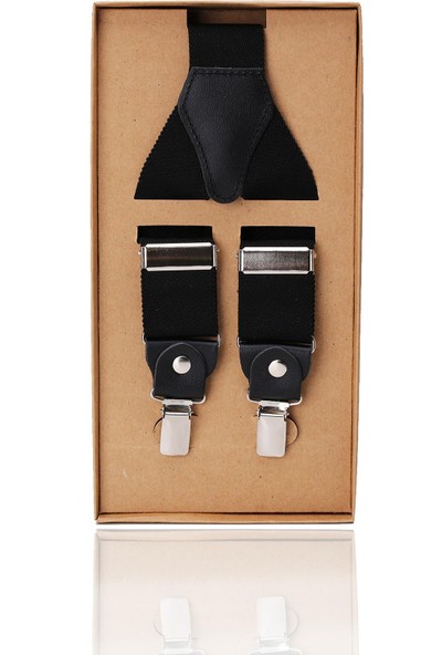 Kravatkolik Siyah Renk Deri Bağlantılı Erkek Pantolon Askısı PAN58 Kravatkolik Siyah Renk Deri Bağlantılı Erkek Pantolon Askısı PAN58