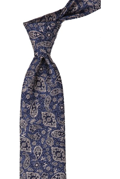 Kravatkolik Lacivert Şal Desen Mendilli Klasik Kravat KK10438