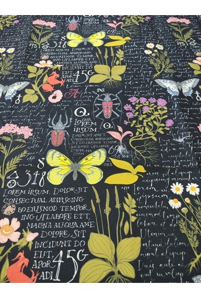Tataroğlu Dijital Kumaş Siyah Zeminli Çiçekli Kelebekli Eski Yazı Desenli Kumaş Tataroğlu Dijital Kumaş Siyah Zeminli Çiçekli Kelebekli Eski Yazı Desenli Kumaş