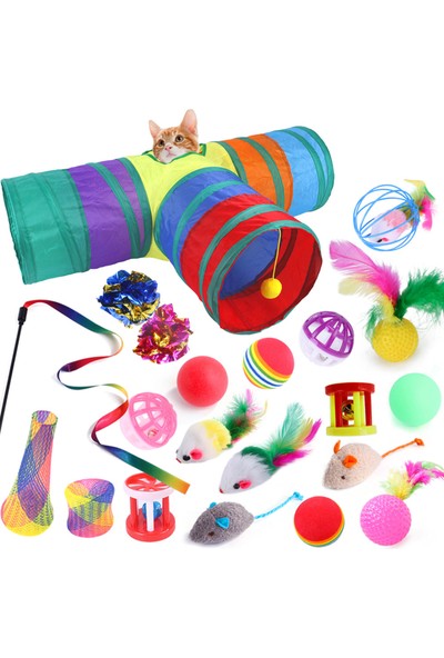 Top Pet Kedi Tüneli Seti - Çok Renkli (Yurt Dışından)