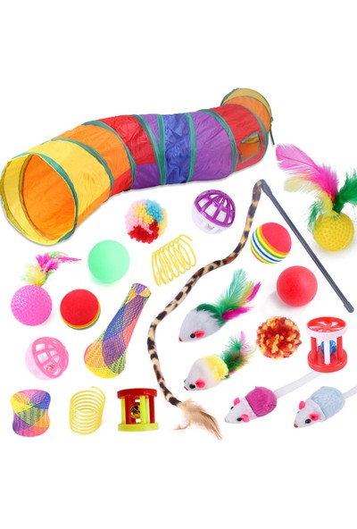 Top Pet Kedi Tüneli Seti - Çok Renkli (Yurt Dışından)