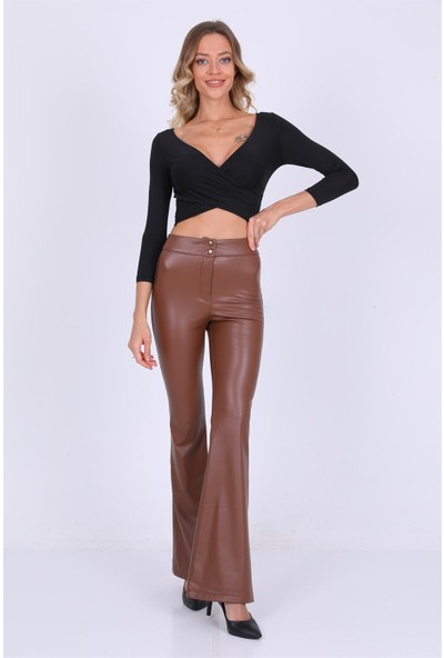 M&U Ispanyol Paça Deri Pantolon