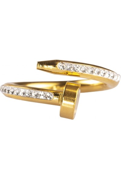 Gadjo Concept Taşlı Çivi Yüzük Sarı Renk