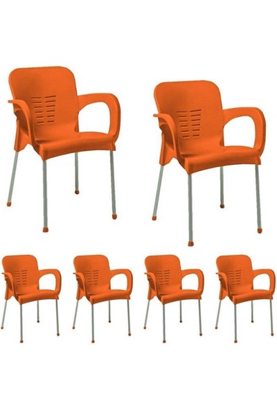 Sadık Plastik 6 Adet Metal Ayaklı Eyfel Plastik Sandalye Turuncu Sadık Plastik 6 Adet Metal Ayaklı Eyfel Plastik Sandalye Turuncu