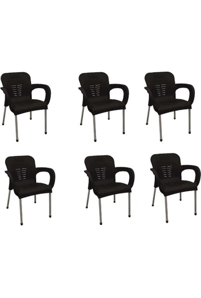 Sadık Plastik 6 Adet Metal Ayaklı Eyfel Plastik Sandalye Koyu Kahve