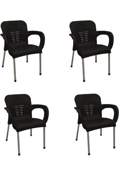 Sadık Plastik 4 Adet Metal Ayaklı Eyfel Plastik Sandalye Koyu Kahve