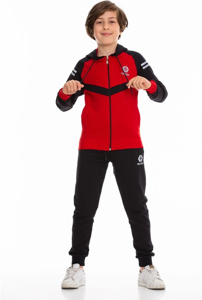 Relissa fermuarlı Likralı Günlük Kırmızı Erkek Çocuk Eşofman Takımı Relissa fermuarlı Likralı Günlük Kırmızı Erkek Çocuk Eşofman Takımı