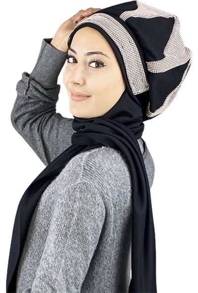 Yoisho Store Siyah Desenli Tokalı Kadın Tesettür Bere Yoisho Store Siyah Desenli Tokalı Kadın Tesettür Bere