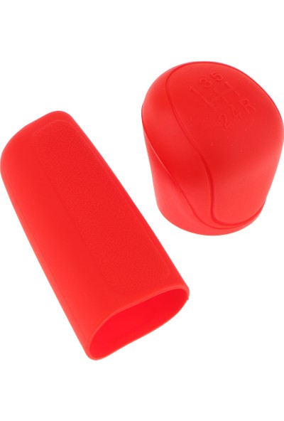 Sharplace 5 Hız Manuel Araba Vites Topuzu + El Freni Kapağı Silikon Kol Kırmızı (Yurt Dışından)