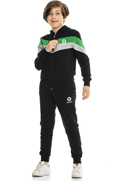 Relissa Fermuarlı Garnili Günlük Siyah Yeşil Erkek Çocuk Eşofman Takımı Relissa Fermuarlı Garnili Günlük Siyah Yeşil Erkek Çocuk Eşofman Takımı