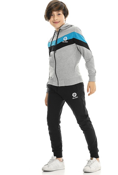 Relissa Fermuarlı Garnili Günlük Gri Erkek Çocuk Eşofman Takımı Relissa Fermuarlı Garnili Günlük Gri Erkek Çocuk Eşofman Takımı