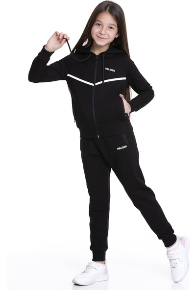 Relissa fermuarlı Günlük Siyah Kız Çocuk Eşofman Takımı Relissa fermuarlı Günlük Siyah Kız Çocuk Eşofman Takımı
