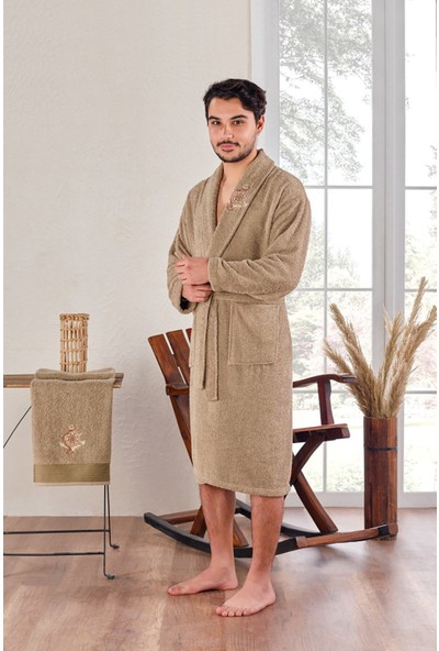 Casnack Kahve Havlulu Bornoz 2'li Set Casnack Kahve Havlulu Bornoz 2'li Set