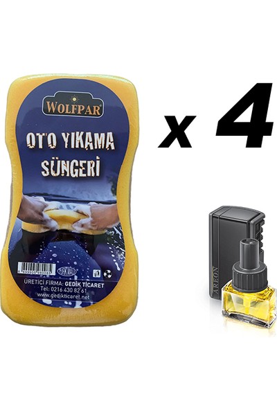 Wolfpar Oto Yıkama Süngeri Büyük Boy(4 Adet)+Areon Araç Klima Kokusu Hediyeli Wolfpar Oto Yıkama Süngeri Büyük Boy(4 Adet)+Areon Araç Klima Kokusu Hediyeli