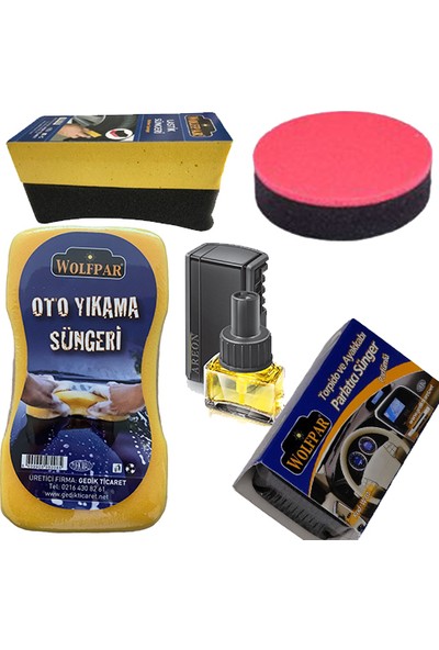 Wolfpar Oto Yıkama Süngeri+Lastik Süngeri+Pasta Cila Süngeri+Torpido Süngeri+Areon Klima Araç Kokusu Wolfpar Oto Yıkama Süngeri+Lastik Süngeri+Pasta Cila Süngeri+Torpido Süngeri+Areon Klima Araç Kokusu