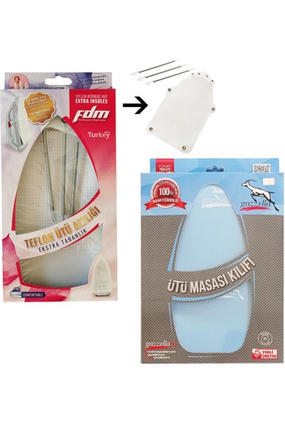 Fdm Ev Tipi Parlatmaz Ütü Altlığı ve Gazzella Sy Stx 3285 D Kutulu Ev Tipi Ütü Bezi (135 x 50 cm.) Mavi Fdm Ev Tipi Parlatmaz Ütü Altlığı ve Gazzella Sy Stx 3285 D Kutulu Ev Tipi Ütü Bezi (135 x 50 cm.) Mavi