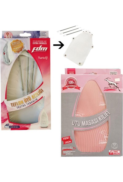 Fdm Ev Tipi Parlatmaz Ütü Altlığı ve Gazzella Sy Stx 3285 B Kutulu Ev Tipi Ütü Bezi (135 x 50 cm.) Pembe Fdm Ev Tipi Parlatmaz Ütü Altlığı ve Gazzella Sy Stx 3285 B Kutulu Ev Tipi Ütü Bezi (135 x 50 cm.) Pembe