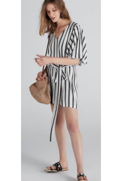 İpekyol Kadın Çizgili Şortlu Tulum
