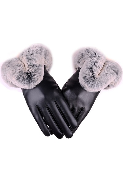 1st Try Sonbahar ve Kış Bayanlar Rex Tavşan Grung Koyun Derisi Sıcak Eldiven (Yurt Dışından)