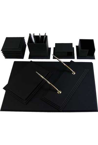 Meg Siyah S. Deri 7 Parça Lüks Sümen Takımı