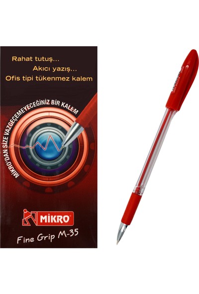 Mikro M-35 Fine Grip Kırmızı Tükenmez Kalem 12 Adet Mikro M-35 Fine Grip Kırmızı Tükenmez Kalem 12 Adet
