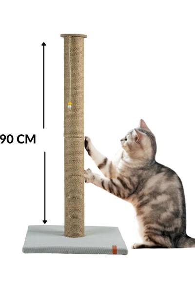 Pugalo Tırmalama Pugalo 90 cm Büyük Kedi Tırmalam Tahtası Catnipli Uzun Tırmalama Tahtası Gri