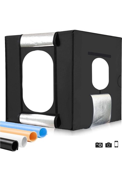 Star LED Ürün Çekim Çadırı 4 Renk Fon Katlanabilir 60 x 60 cm Siyah Star LED Ürün Çekim Çadırı 4 Renk Fon Katlanabilir 60 x 60 cm Siyah