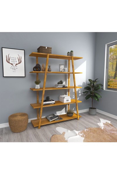Arnetti Soft Kitaplık 145X115X30 Meşe Ahşap 5 Raflı Dekoratif Kolay Kurulum Arnetti Soft Kitaplık 145X115X30 Meşe Ahşap 5 Raflı Dekoratif Kolay Kurulum