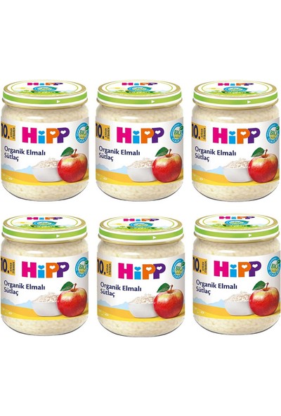 Hipp Kavanoz Maması Organik Elmalı Sütlaç 200 gr 6 Adet