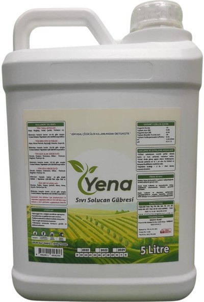 Yena Organik Konsantre Sıvı Solucan Gübresi 5 Litre