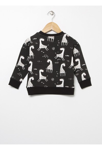 Mammaramma 21WG-25 Siyah Bisiklet Yaka Bebek Desenli Sweatshirt