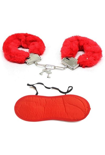 Samur Kırmızı Renk Tüylü Otrişli Anahtarlı Peluş Kelepçe ve Kırmızı Uyku Bandı Seti Samur Kırmızı Renk Tüylü Otrişli Anahtarlı Peluş Kelepçe ve Kırmızı Uyku Bandı Seti