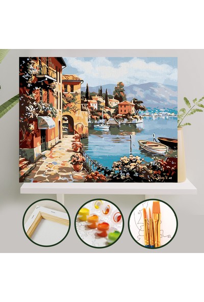 Palmiye Hobi Sanat Sayılarla Boyama Tuval Seti 40 x 50 cm - Göl Manzarası