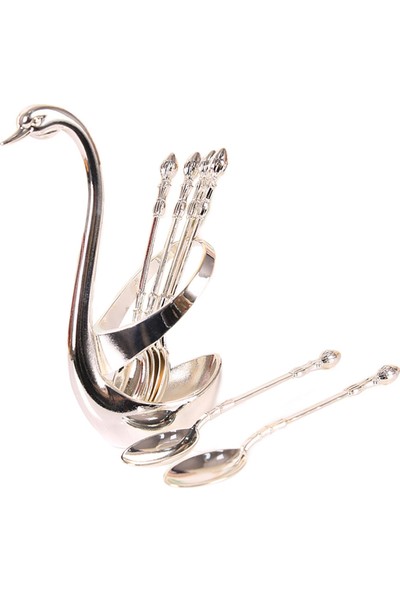 Dolity Dayanıklı Kuğu Bankası Kaşık Çatal Tutucu Set Yemek Seti Parti Düğün Gümüş B Için Set