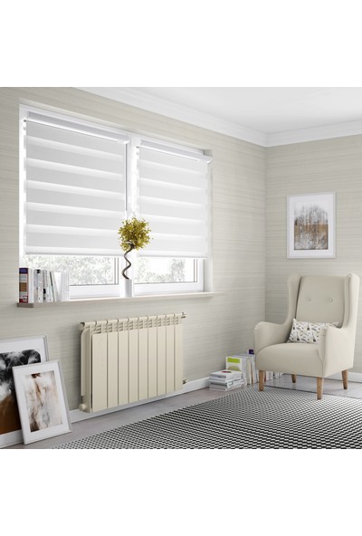 Efor Beyaz Düz Zebra Stor Perde, Özel Ölçü Efor Beyaz Düz Zebra Stor Perde, Özel Ölçü