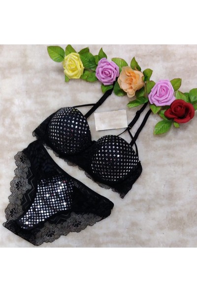 Colezium Dolgulu Parlak Taşlı Sütyen Takımı