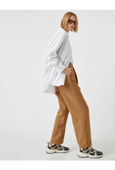 Koton Yüksek Bel Geniş Paçalı Pantolon