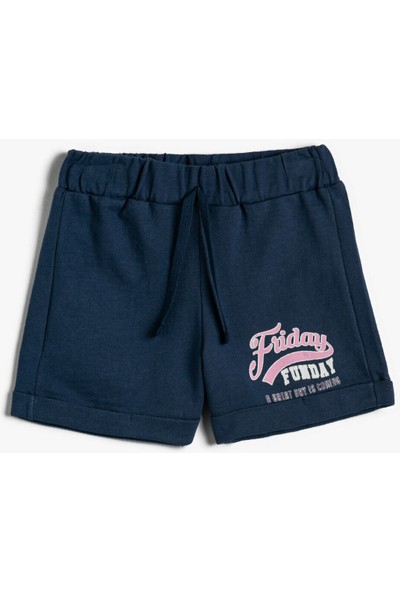 Koton Kız Çocuk Baskılı Kısa Şort Pamuklu Beli Bağcıklı