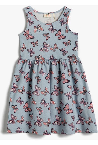 Koton Kız Çocuk Kelebek Baskılı Kolsuz Elbise Pamuklu Bisiklet Yaka Koton Kız Çocuk Kelebek Baskılı Kolsuz Elbise Pamuklu Bisiklet Yaka