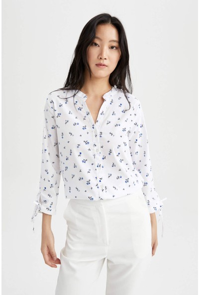 DeFacto Regular Fit Kolları Bağlama Detaylı Desenli Gömlek I5280AZ22SM