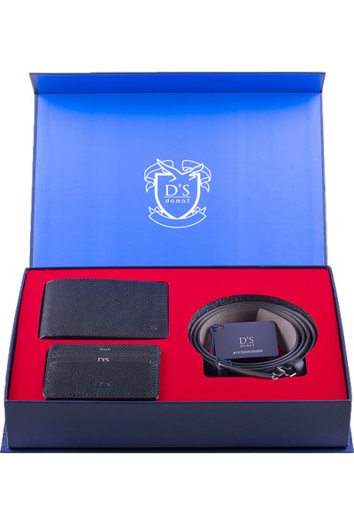 D'S Damat Ds Damat Kemer Cüzdan Kartlık Set Siyah