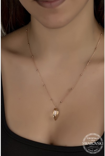 Union Takı Union Swarovski Crystal Kadın Golden Shadow Rose Gümüş Kolye Union Takı Union Swarovski Crystal Kadın Golden Shadow Rose Gümüş Kolye