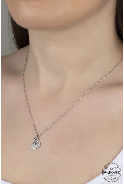 Union Takı Union Swarovski Zirconia Kadın Kuğu Gümüş Kolye