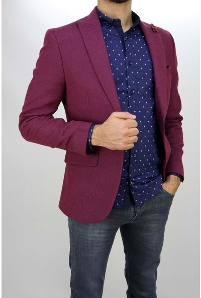 Vito Andolini Bordo Armürlü Slimfit Tek Ceket