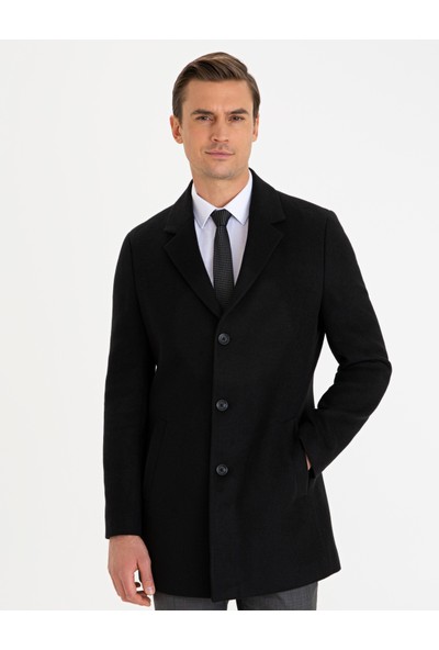 Pierre Cardin Siyah Ekstra Slim Fit Kaban Kaşe 50233850-VR046