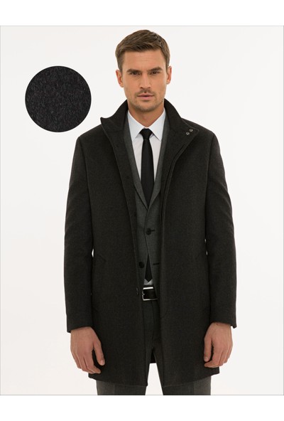 Pierre Cardin Antrasit Slim Fit Palto 50230242-VR006