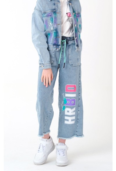 Enisena Mavi Denim Kız Çocuk Jean Pantalon T1937