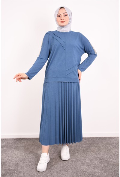 Defrina Derfrina Pilise Detaylı Etekli Takım (BTK2600DF) Indigo Defrina Derfrina Pilise Detaylı Etekli Takım (BTK2600DF) Indigo
