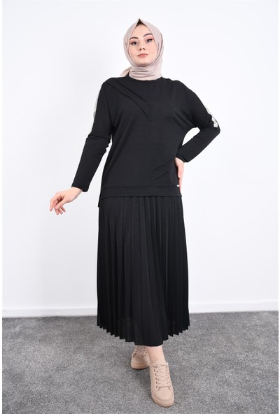 Defrina Derfrina Pilise Detaylı Etekli Takım (BTK2600DF) Siyah Defrina Derfrina Pilise Detaylı Etekli Takım (BTK2600DF) Siyah